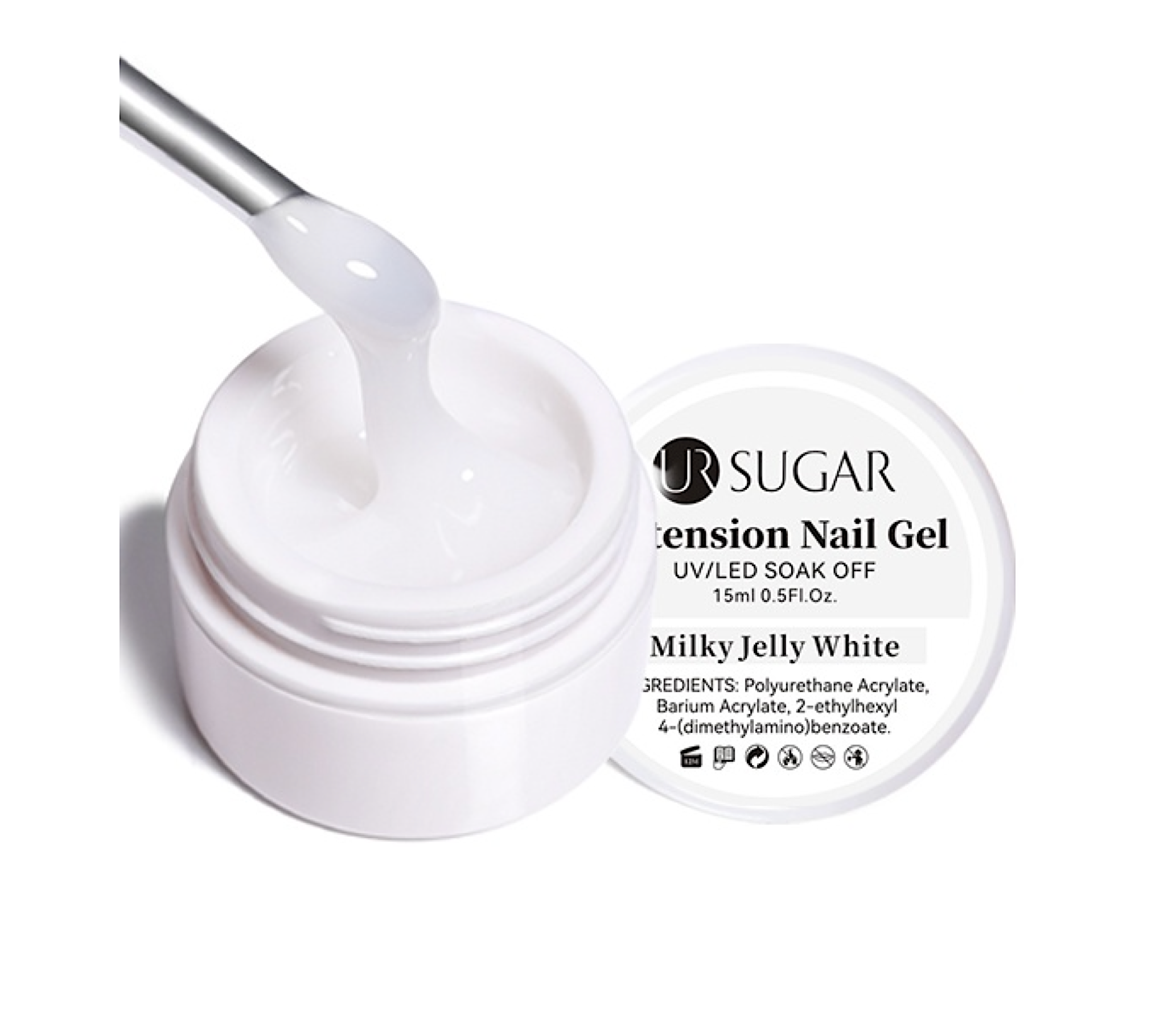 Ur Sugar Extension Nail Milky Color Gel Extension Jelly White 15ml ...